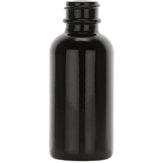 1 Oz Black Boston Round Glass Bottle 20/400 | Wholesale Natural Body Care